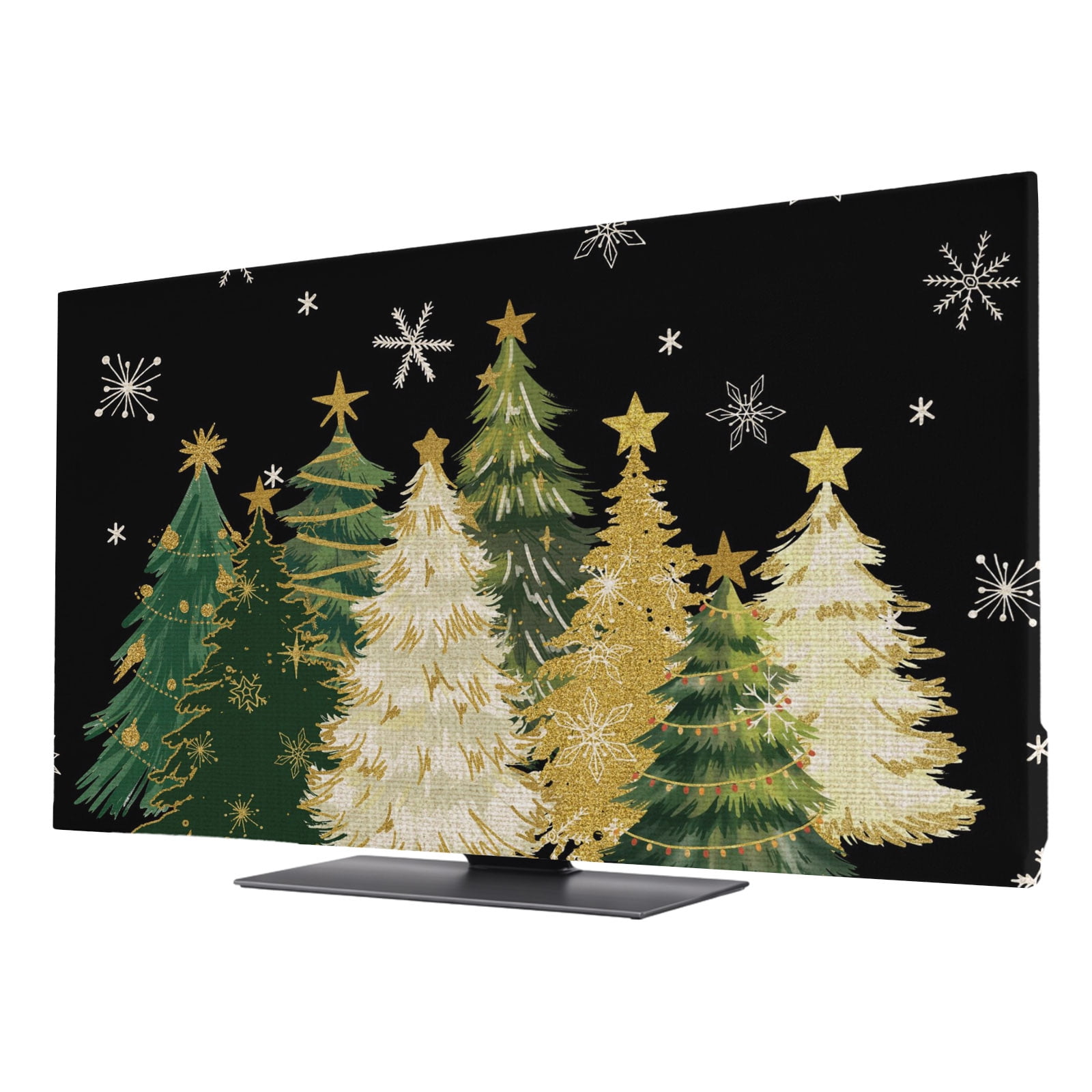 Black Christmas Tree Elastic Indoor TV Cover 32" Dust Protector ...