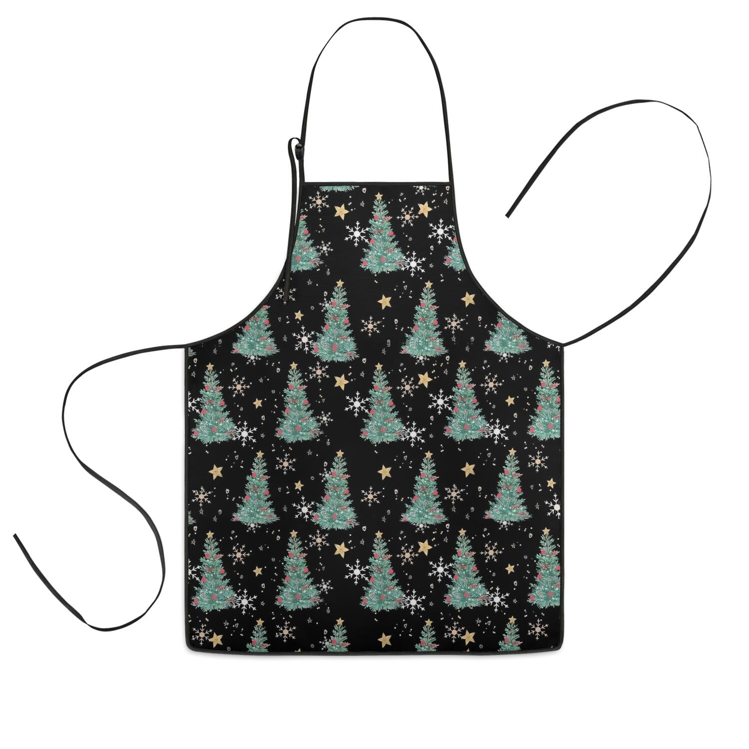 Black Christmas Tree Pattern Kids Aprons for Girls and Boys,Adjustable ...