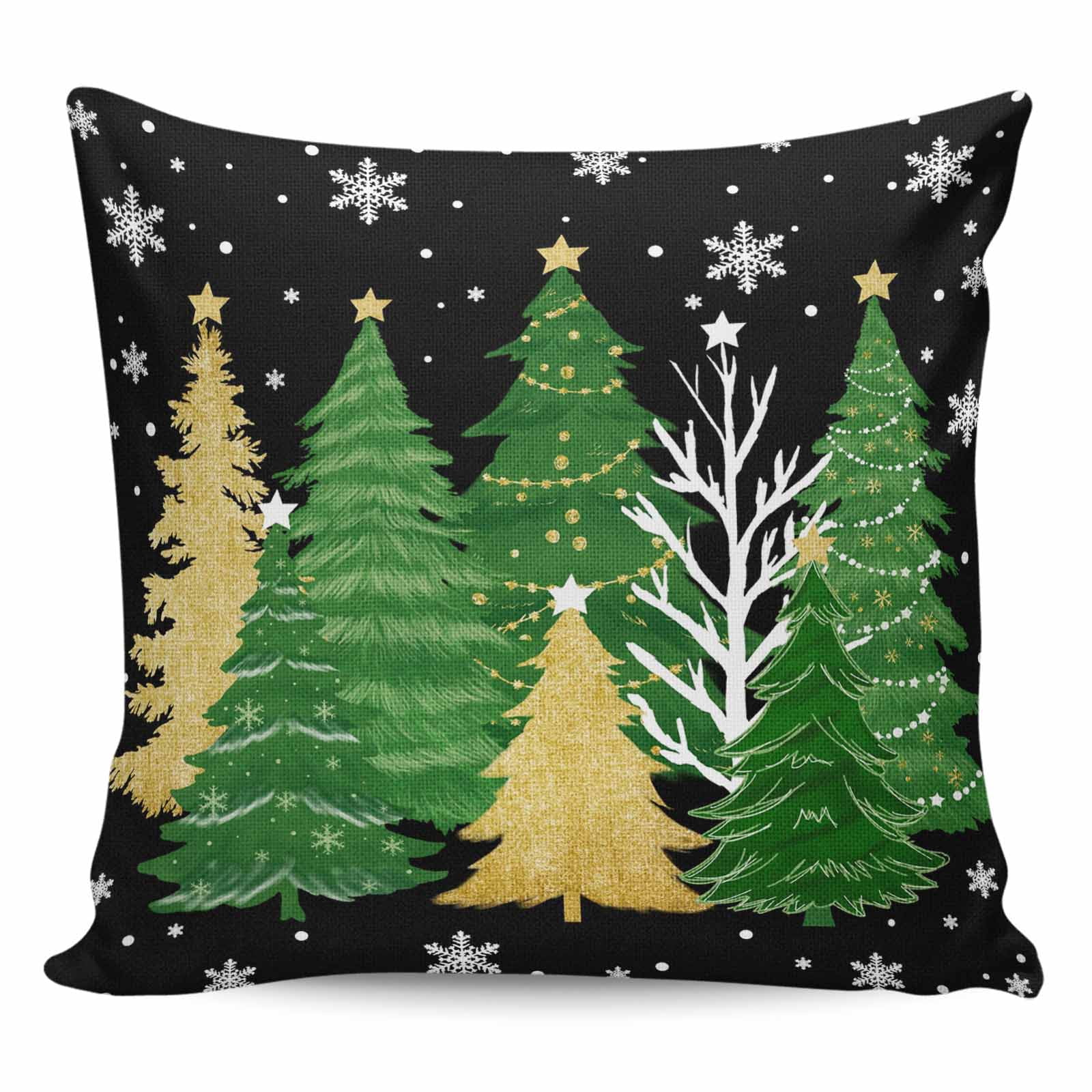 Black Christmas Tree Pillow Covers 18x18 Inch Decorative Throw Pillow ...