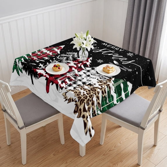Black Christmas Tree Table Cloth Waterproof Tablecloths, Winter Xmas ...