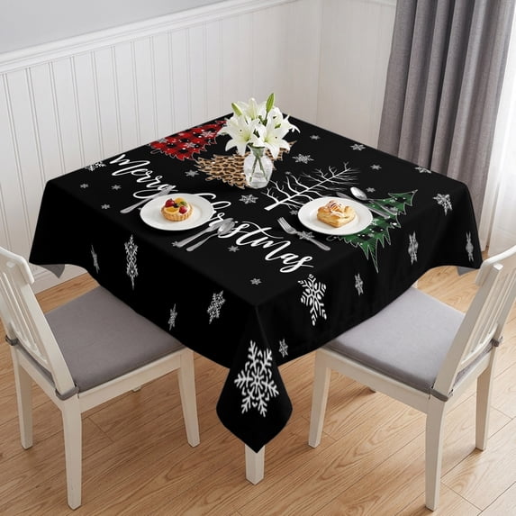 Black Christmas Tree Table Cloth Waterproof Tablecloths, Xmas Tree ...