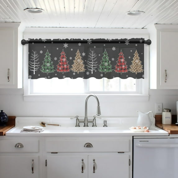 Black Christmas Tree Valance Curtains for Kitchen/Living Room/Bathroom ...