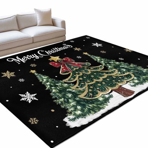 Black Christmas Tree Washable Rug 5x7 Area Rug for Living Room Bedroom ...