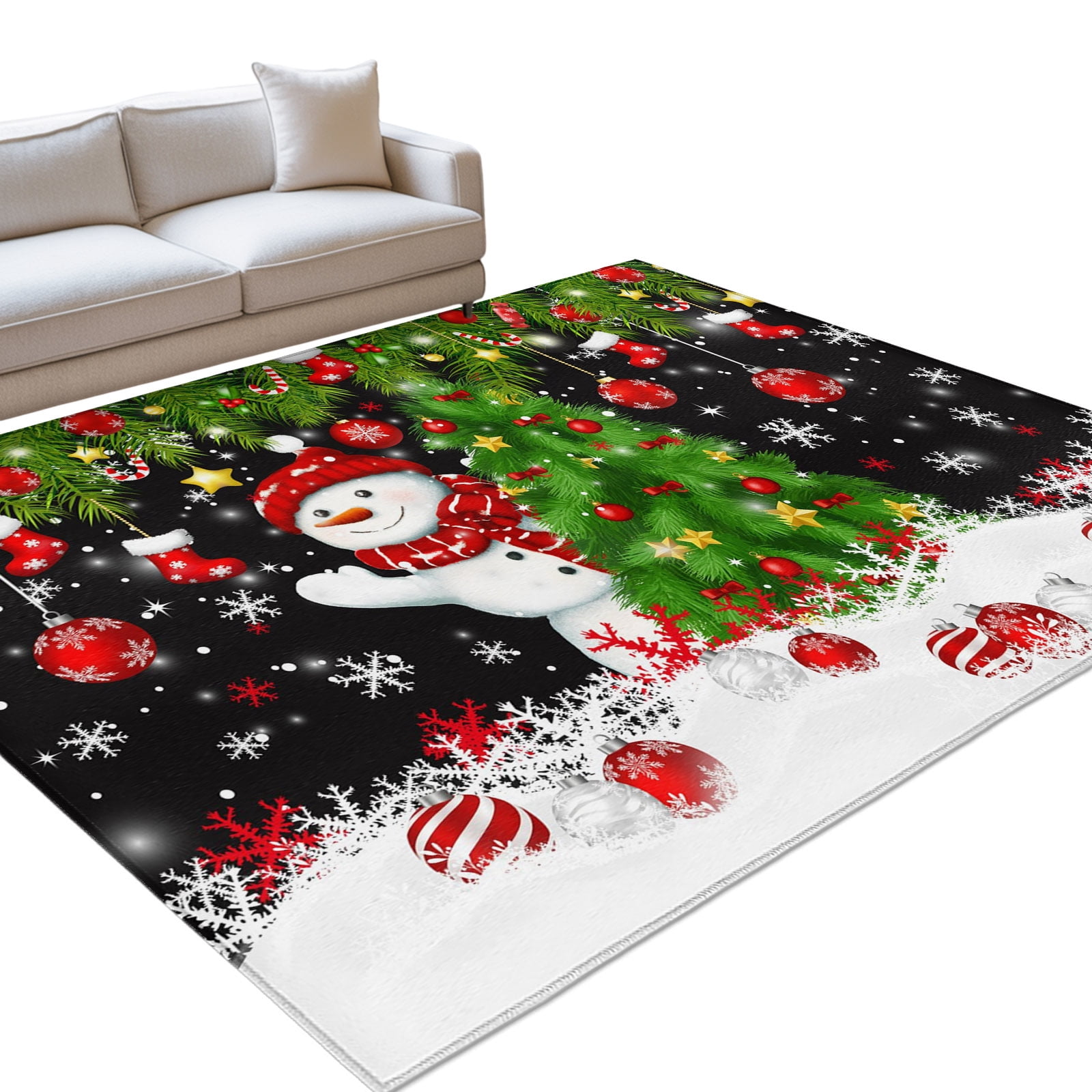 Black Christmas Washable Rug 3x5 Area Rug for Living Room Bedroom Non ...