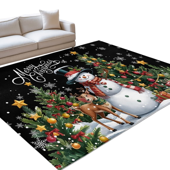 Black Christmas Washable Rug 3x5 Area Rug for Living Room Bedroom Non ...