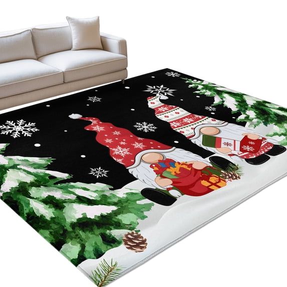 Black Christmas Washable Rug 5x8 Area Rug for Living Room Bedroom Non ...