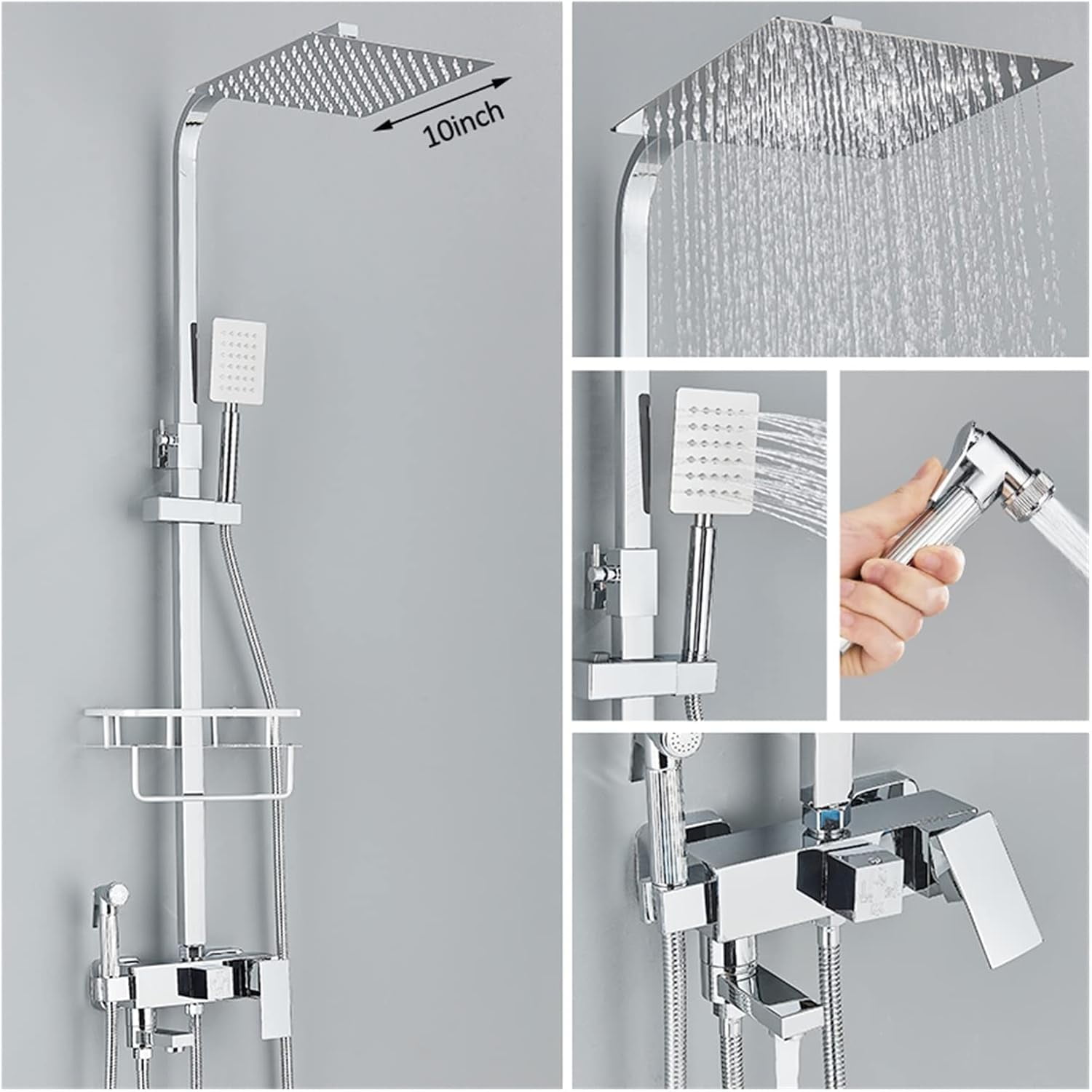 Black Chrome 3/4-way Shower Faucet Rainfall Shower Hot Cold Water Mixer ...