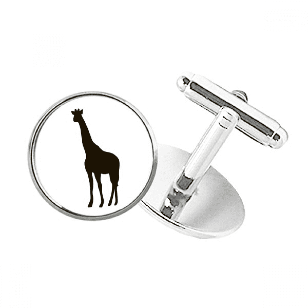 Black Ciraffe Cute Animal Portrayal Round Button Cuff Clip Stud ...