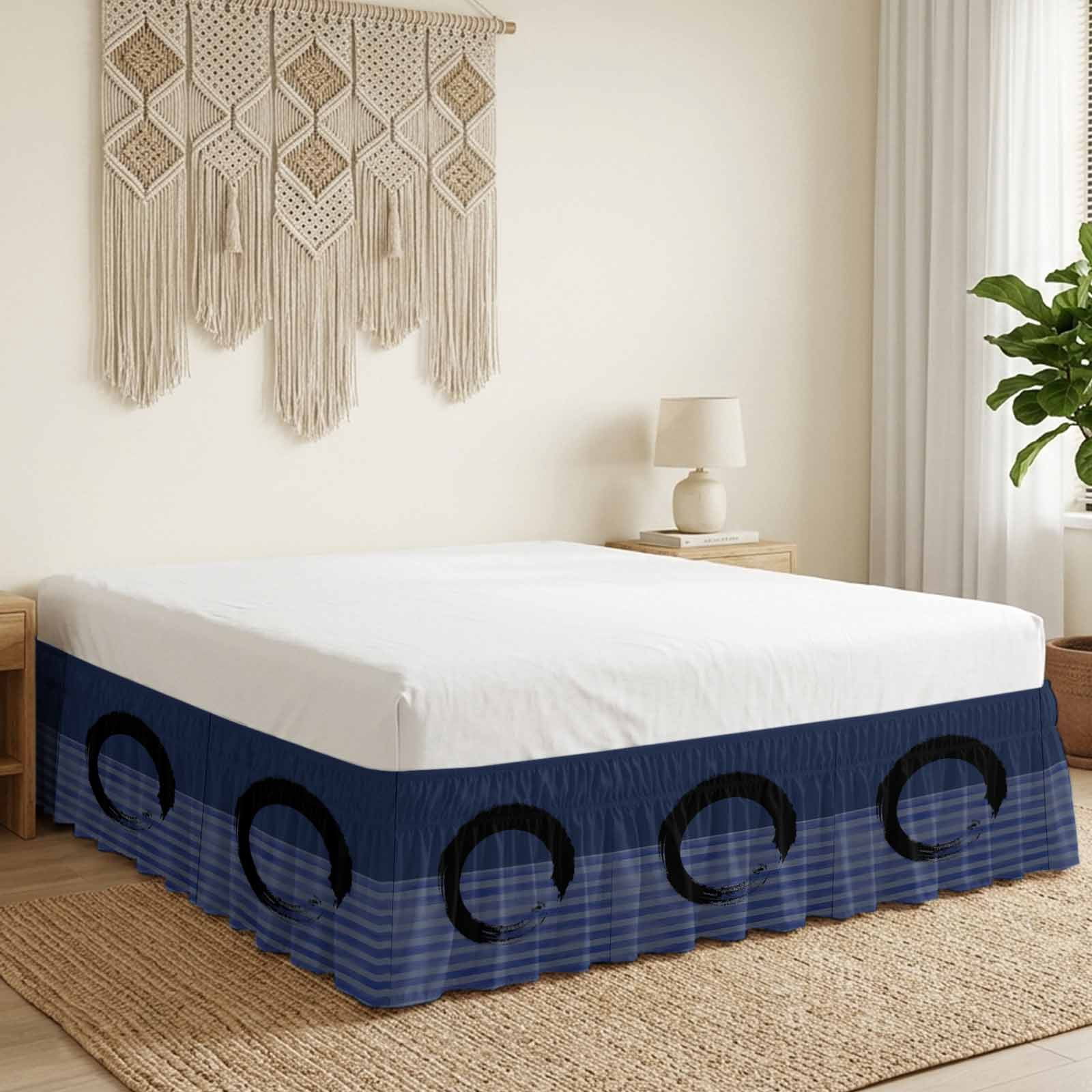 Black Circle Bed Skirt Bed Skirts Queen Size 18 Inch Drop, Japanese ...