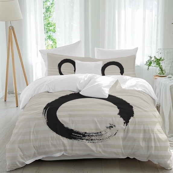 Black Circle Bedding Duvet Cover Set California King Size 4 Pieces ...