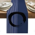 Black Circle Cotton Linen Table Runner Japanese Style Circle Blue ...