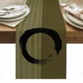 Black Circle Cotton Linen Table Runner Japanese Style Circle Green ...