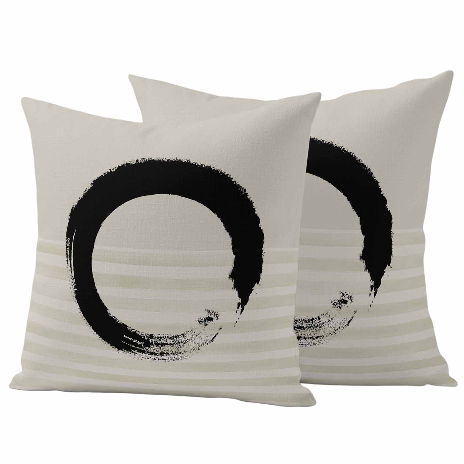 Black Circle Outdoor Waterproof Throw Pillow Covers Set of 2, 18"x18 ...