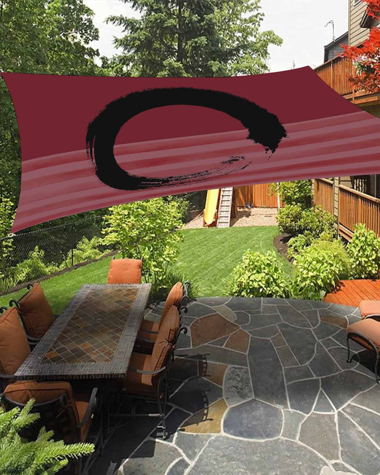 Black Circle Sun Shade Sail 12'X16' Japanese Style Circle Red Strips ...