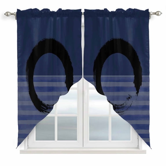 Black Circle Swag Curtain Valance for Window 2 Panels Japanese Style ...