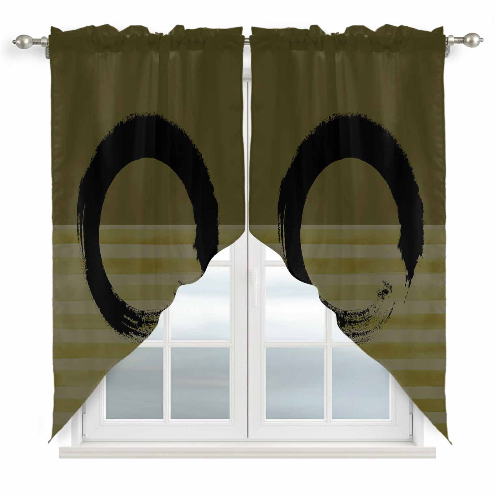 Black Circle Swag Curtain Valance for Window 2 Panels Japanese Style ...