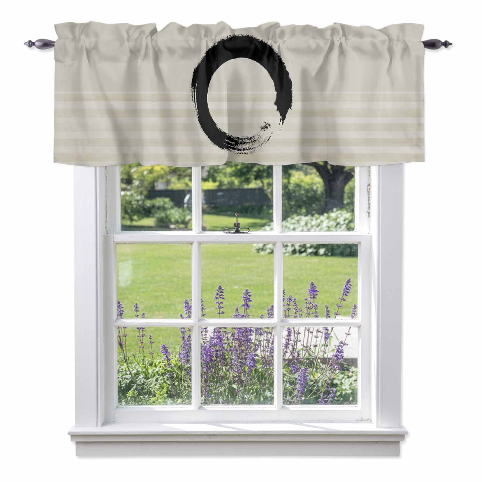 Black Circle Valances for Windows Japanese Style Circle Grey Strips ...
