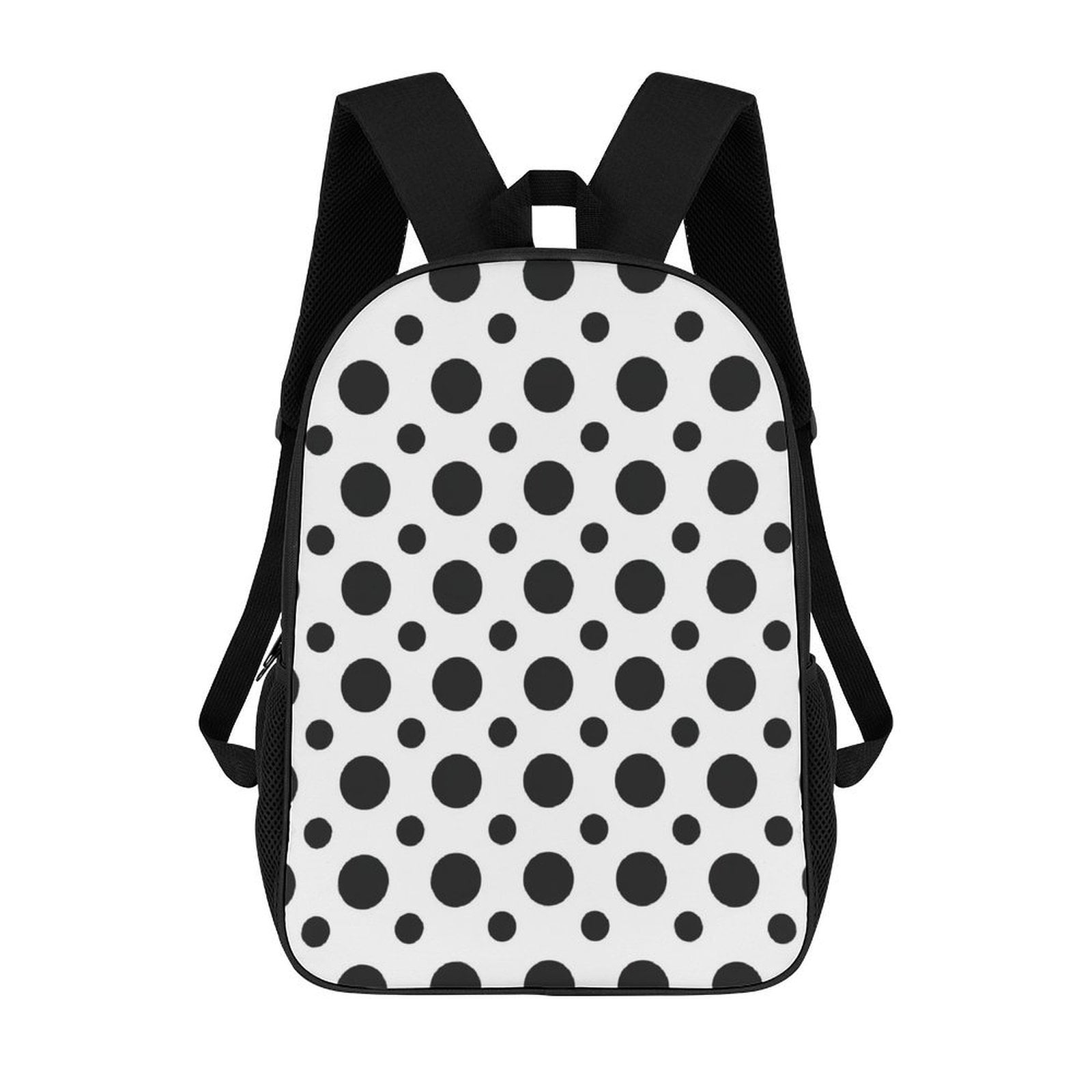 Black Circles PatternZipper Backpack Book Bag Supplies 17 Inch Backpack ...