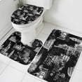 Black City Bathroom Rugs Set Retro Modern Abstract Black Architecture ...