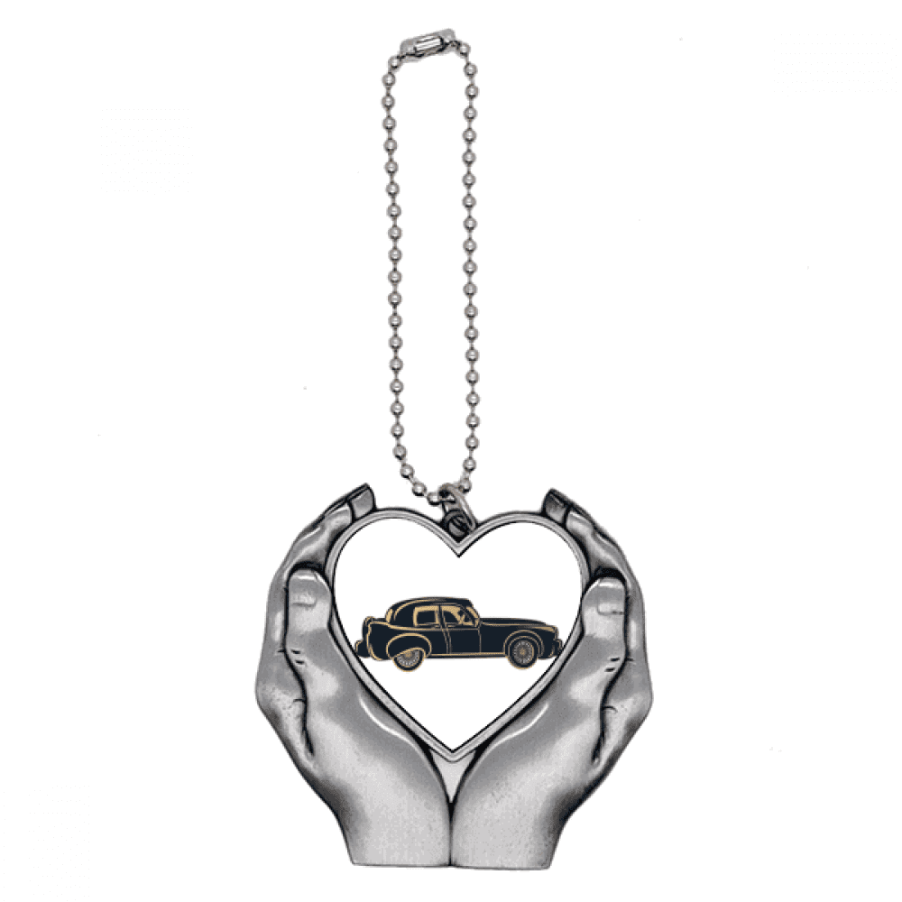 Black Classic Cars Pattern Outline Car Keychain Heart Pendant Ornament ...