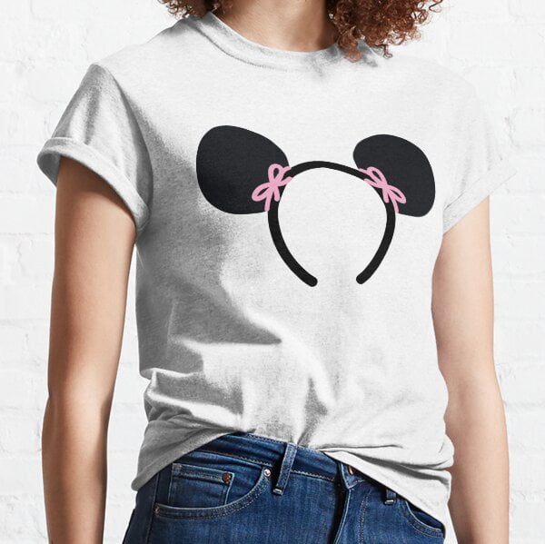 Black Classic Mouse Ears With Little Pink Bows Classic T-shirt ...