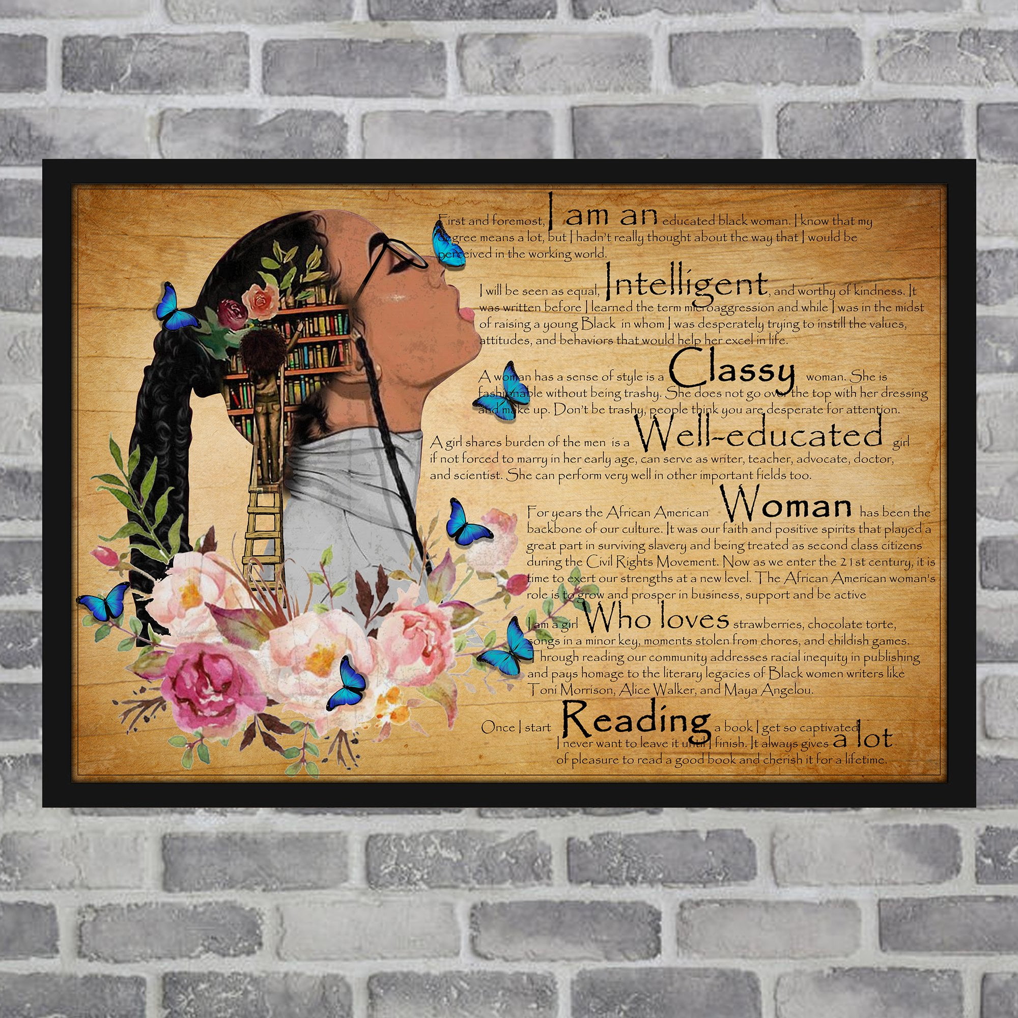 Black Classy Book Lover Horizontal Poster Matte Wall Art Decor 11 x 17 ...