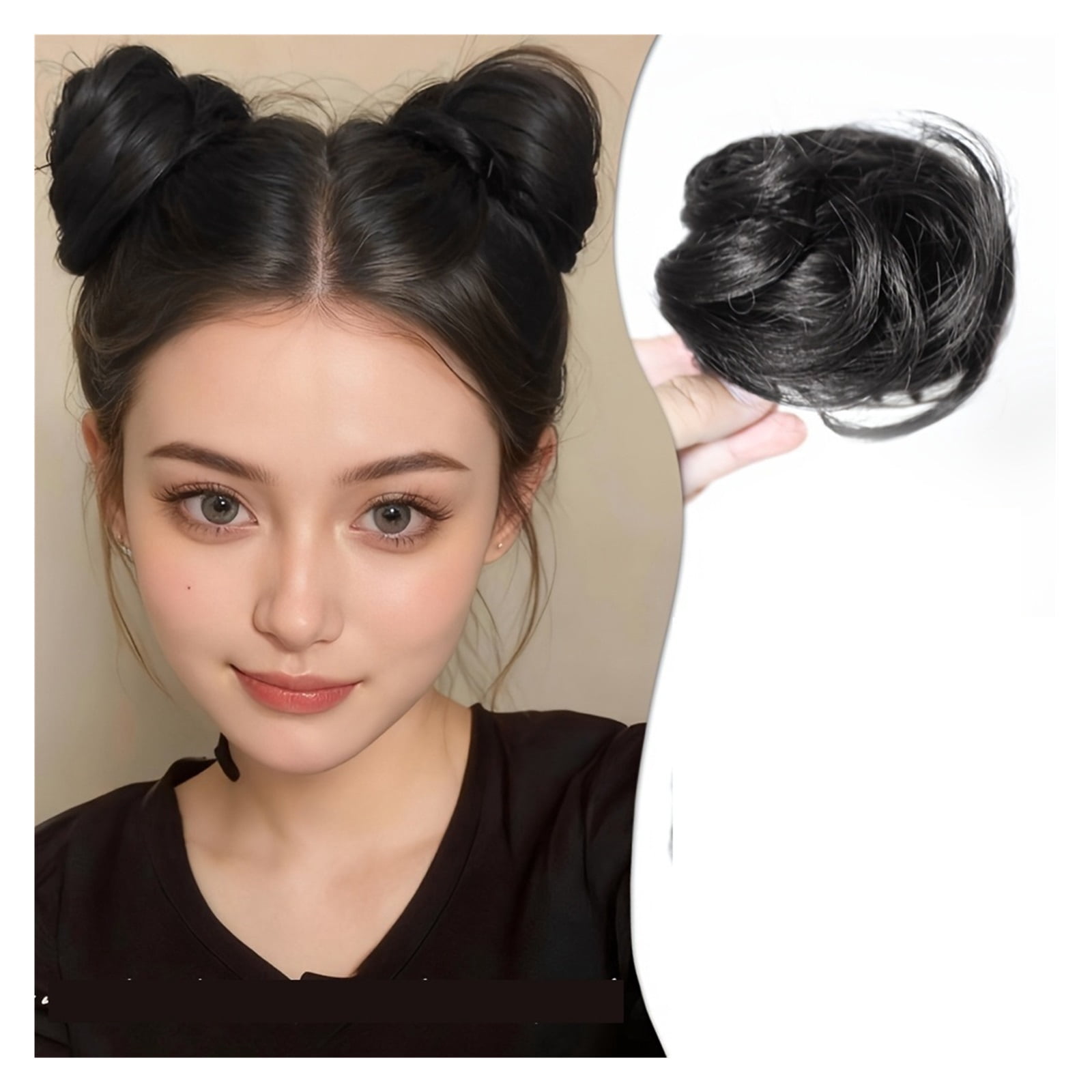 Black Claw Clip Messy Bun Hair Wigs for Buns, Ponytails, and Updos ...