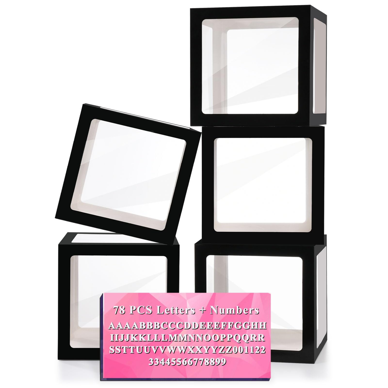 Black Clear Balloon Boxes, DHF10 Baby Boxes with Letters for Baby ...