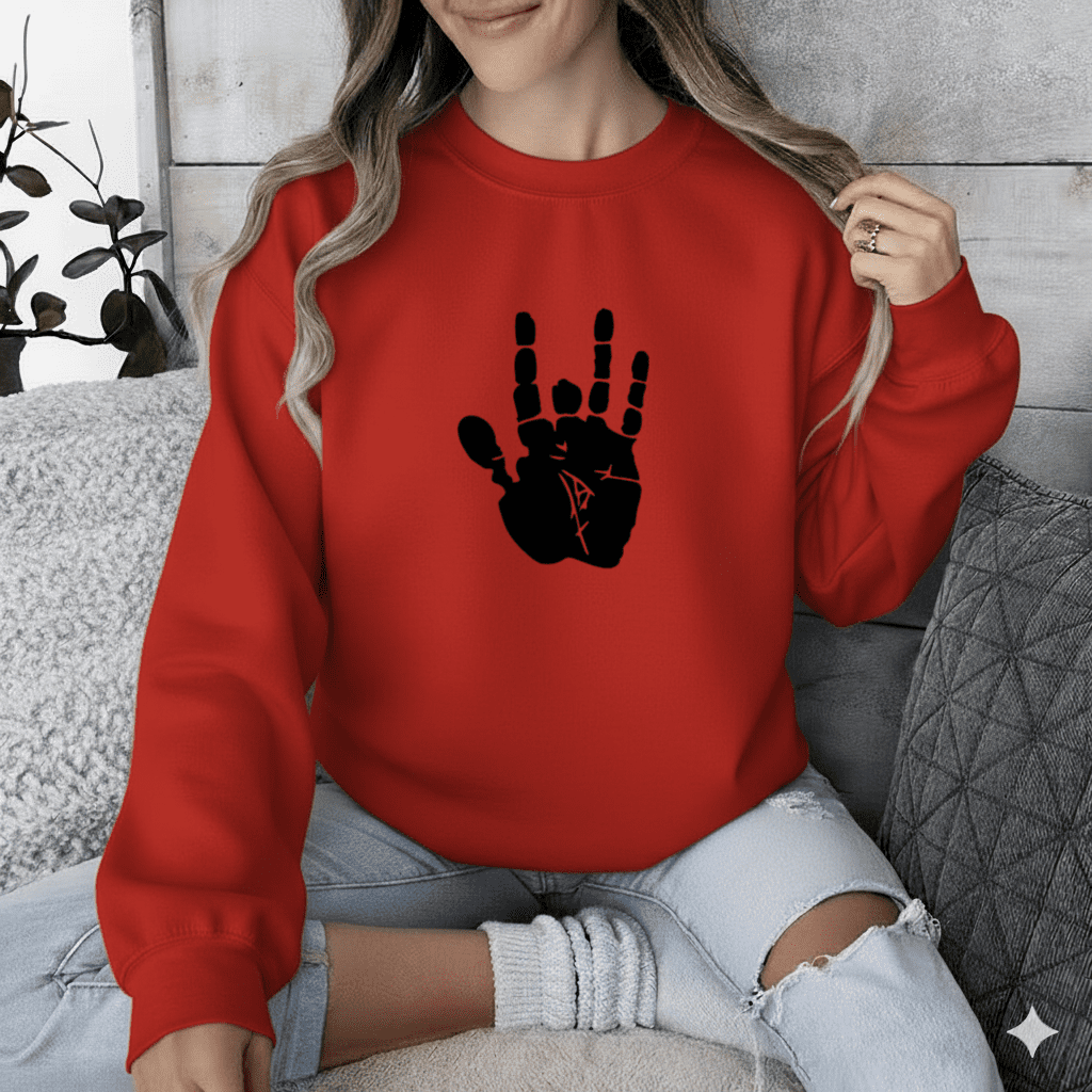 Black Clear Hand Minimalist Modern Abstract Line Art Design Sweatshirt ...