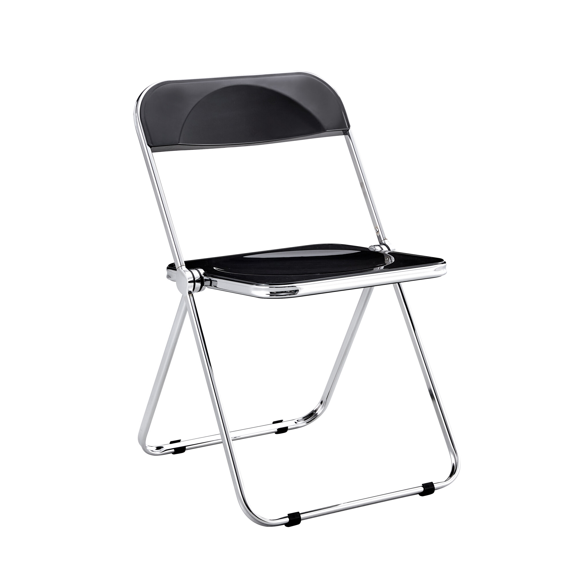 Black Clear Transparent Folding Chair with Back, Steel Foldable Dining ...