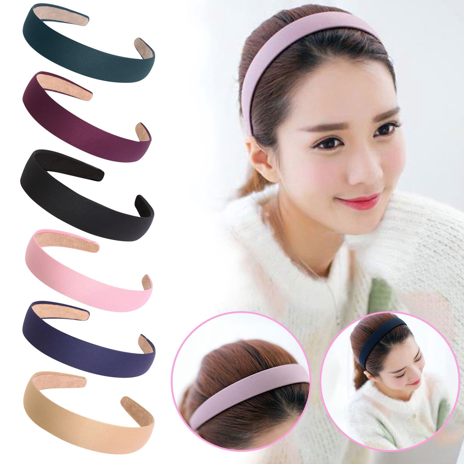 Black Cloth Headbands for Women, Wide Headbands for Women Non Slip ...