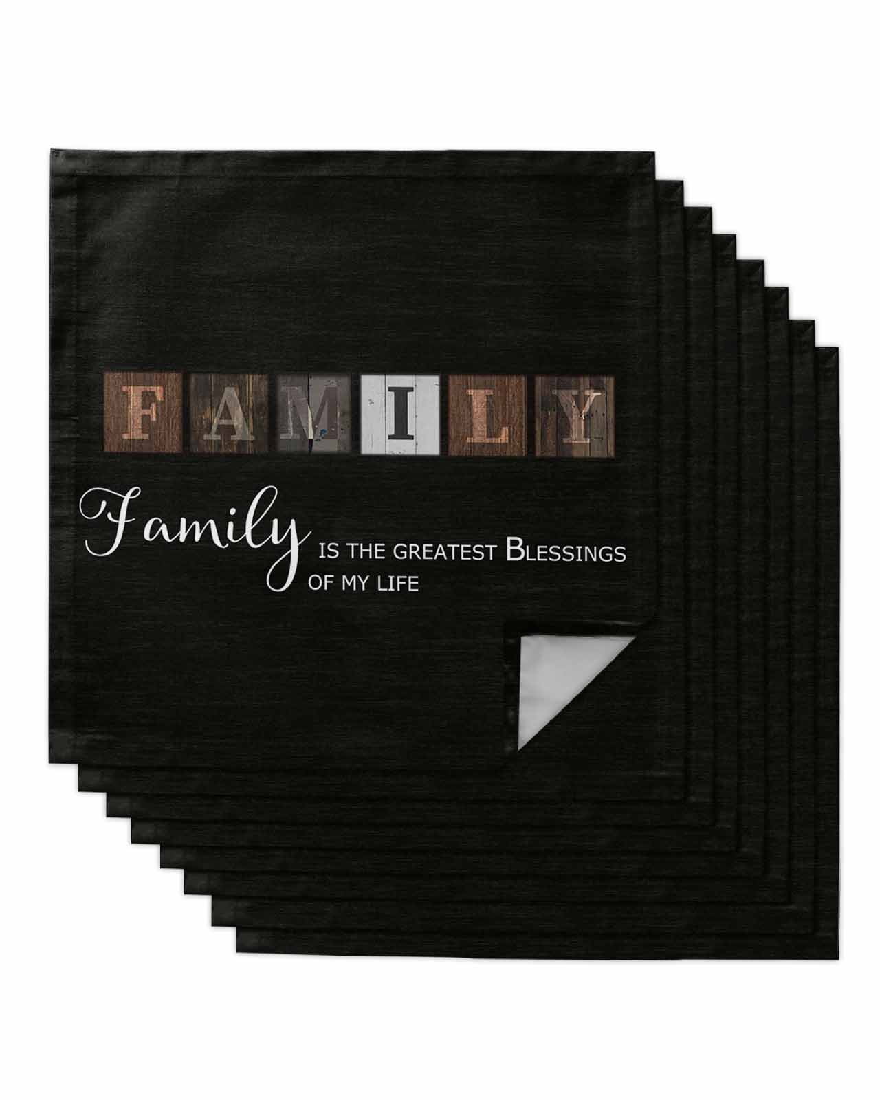 Black Cloth Napkins Set of 8 Reusable Dinner Napkins, Farmhouse Country ...