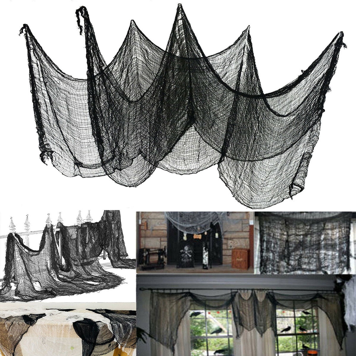 Black Cloth, Scary Drape Cloth Entryways Gauze for Party Decoration ...