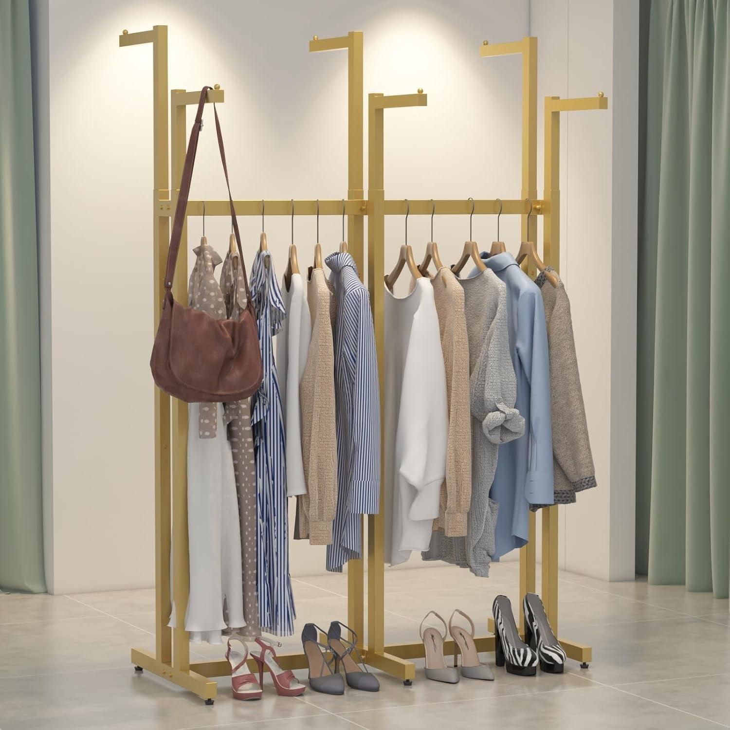 Black Clothes Rack with 6 Straight Arms, Metal Clothing Rack for ...