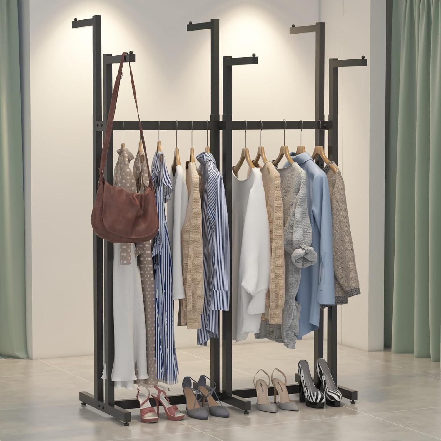 Black Clothes Rack with 6 Straight Arms, Metal Clothing Rack for ...