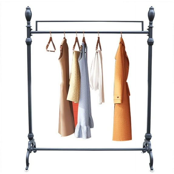 Black Clothing Rack Heavy Duty Commercial Garment Rack 47x63 Inch ...