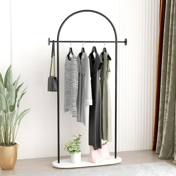Black Clothing Rack, Modern Clothes Rack with Shelf, Heavy Duty ...
