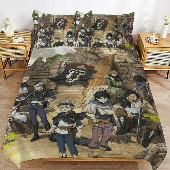 Black Clover 3 Pieces Bedding Set Decoration Double Sided Printing Soft ...