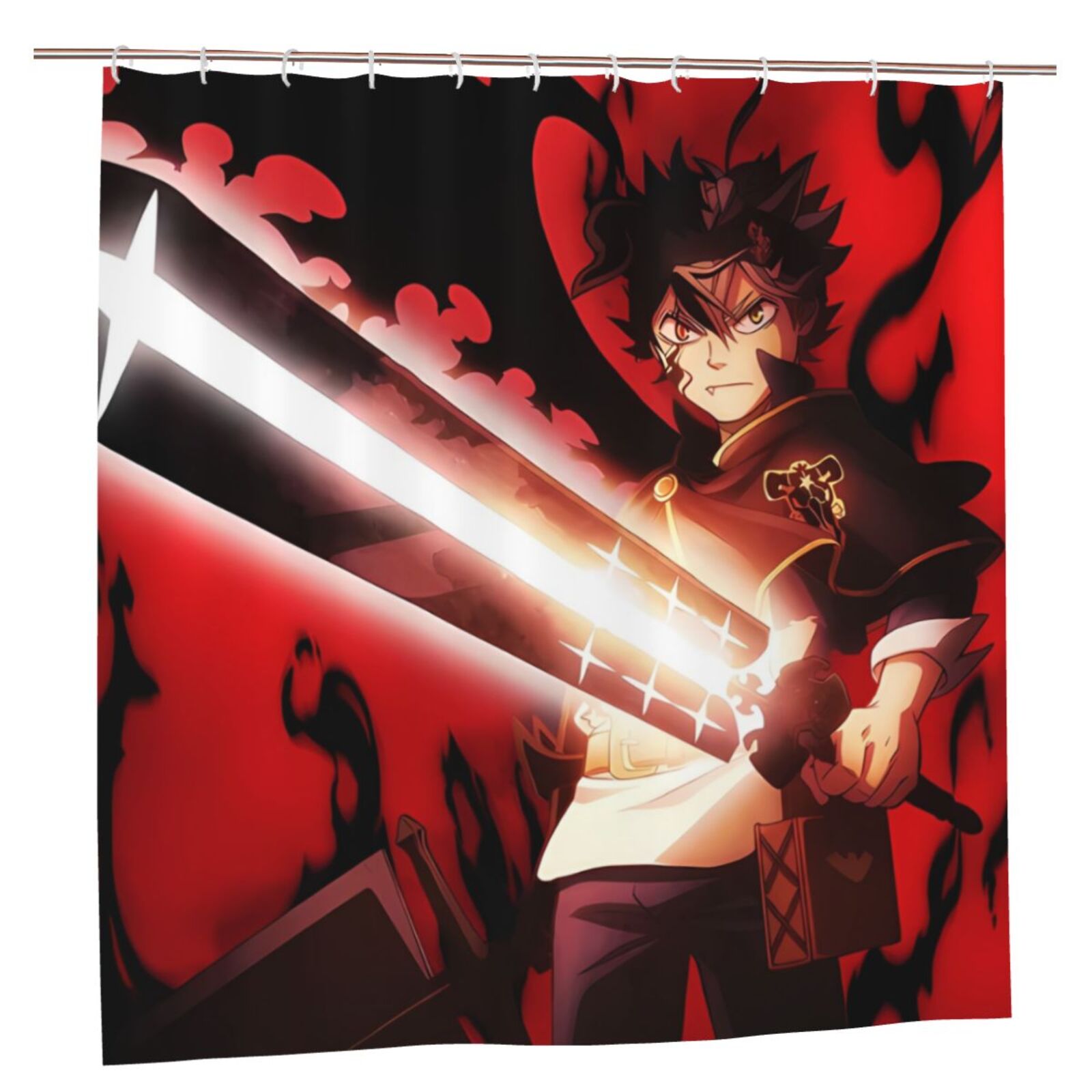 Black Clover Asta Bathroom Shower Curtain,Bath Curtains Durable ...