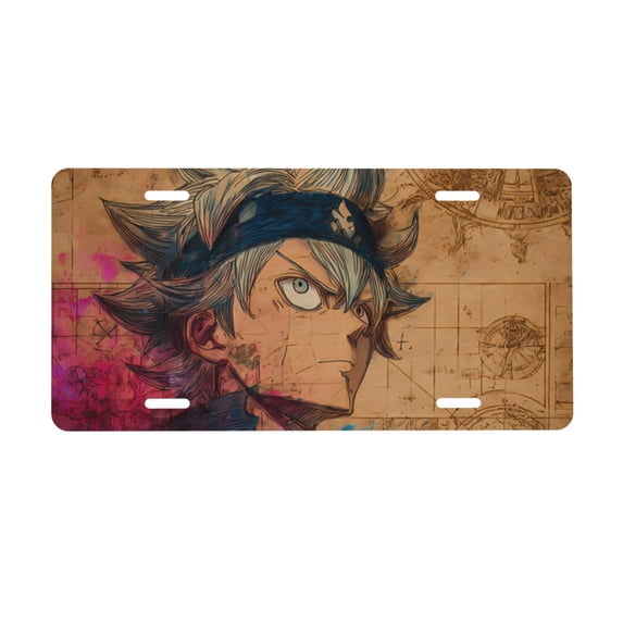 Black Clover Asta License Plate, Car Front License Plates With 4 Holes ...