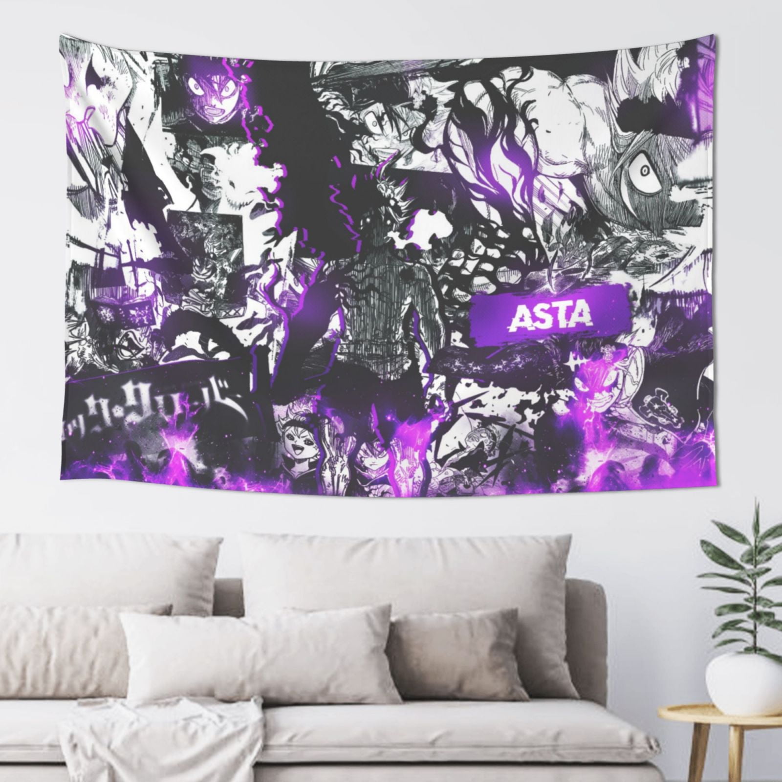 Black Clover Asta Tapestry Wall Hanging Home Decoration Wall Blanket ...