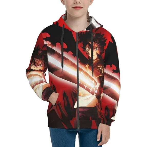 Black Clover Asta Teens Boys Girls Zip Up Hoodies 3d Print Long Sleeve ...