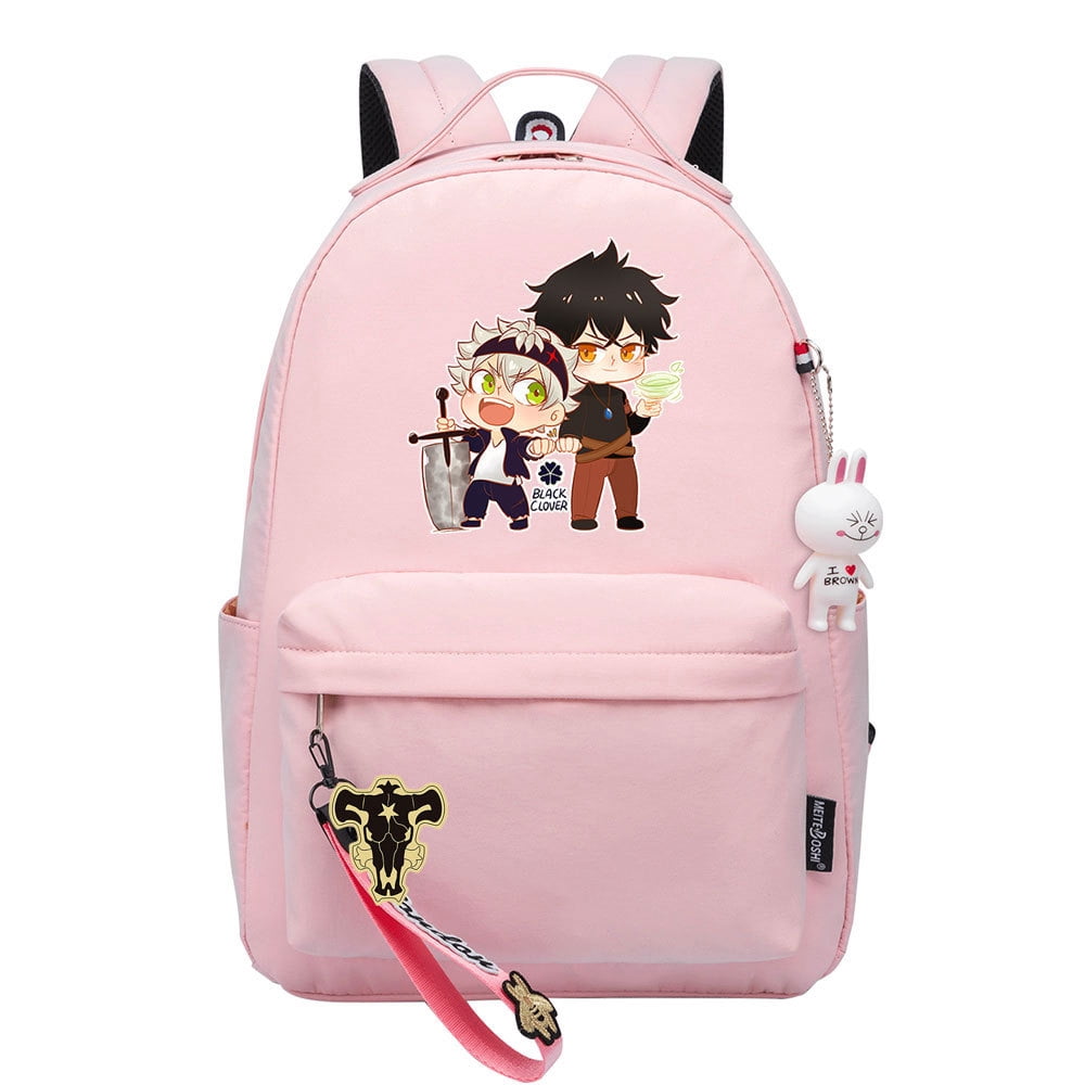 Black Clover Theme Cartoon Backpack, featuring Double Side Pockets ...