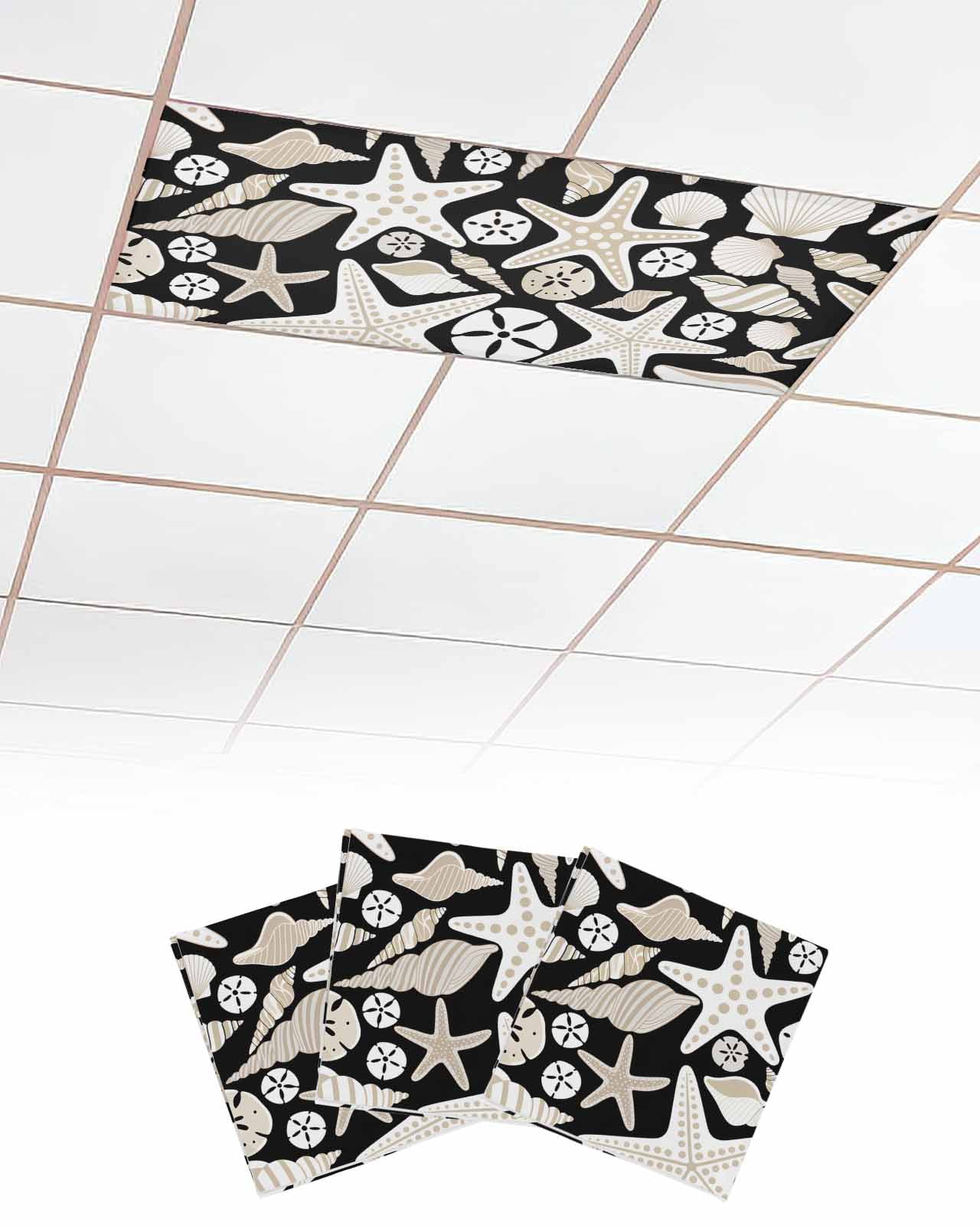 Black Coastal Fluorescent Light Covers for Ceiling Lights 4x2 feet,3 ...