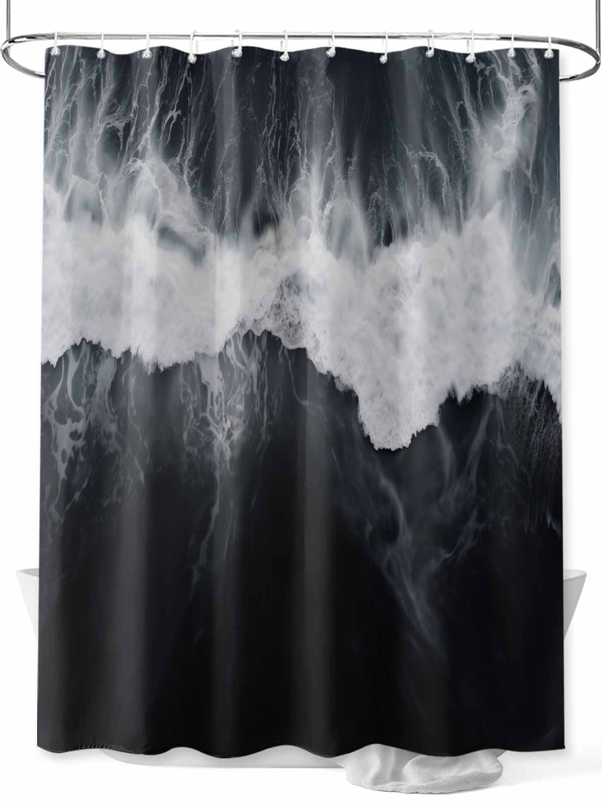 Black Coastal Stall Shower Curtain, Waterproof Shower Curtains for ...