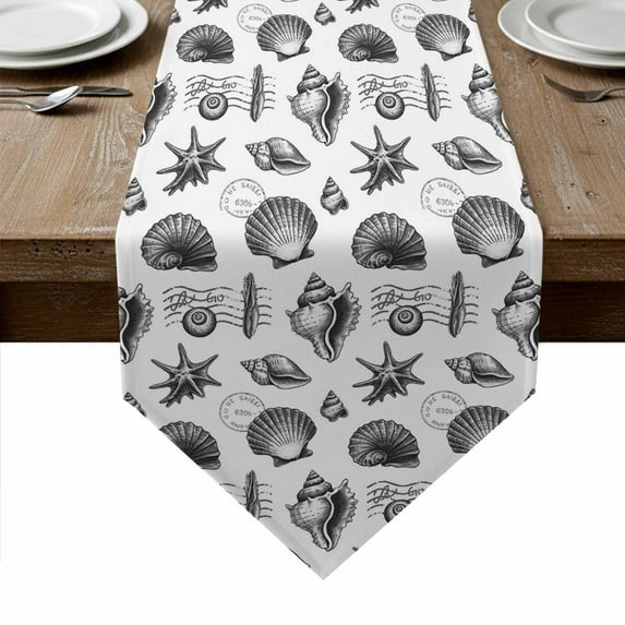 Black Coastal Table Runner Linen Burlap Table Runner 60 Inches Long ...