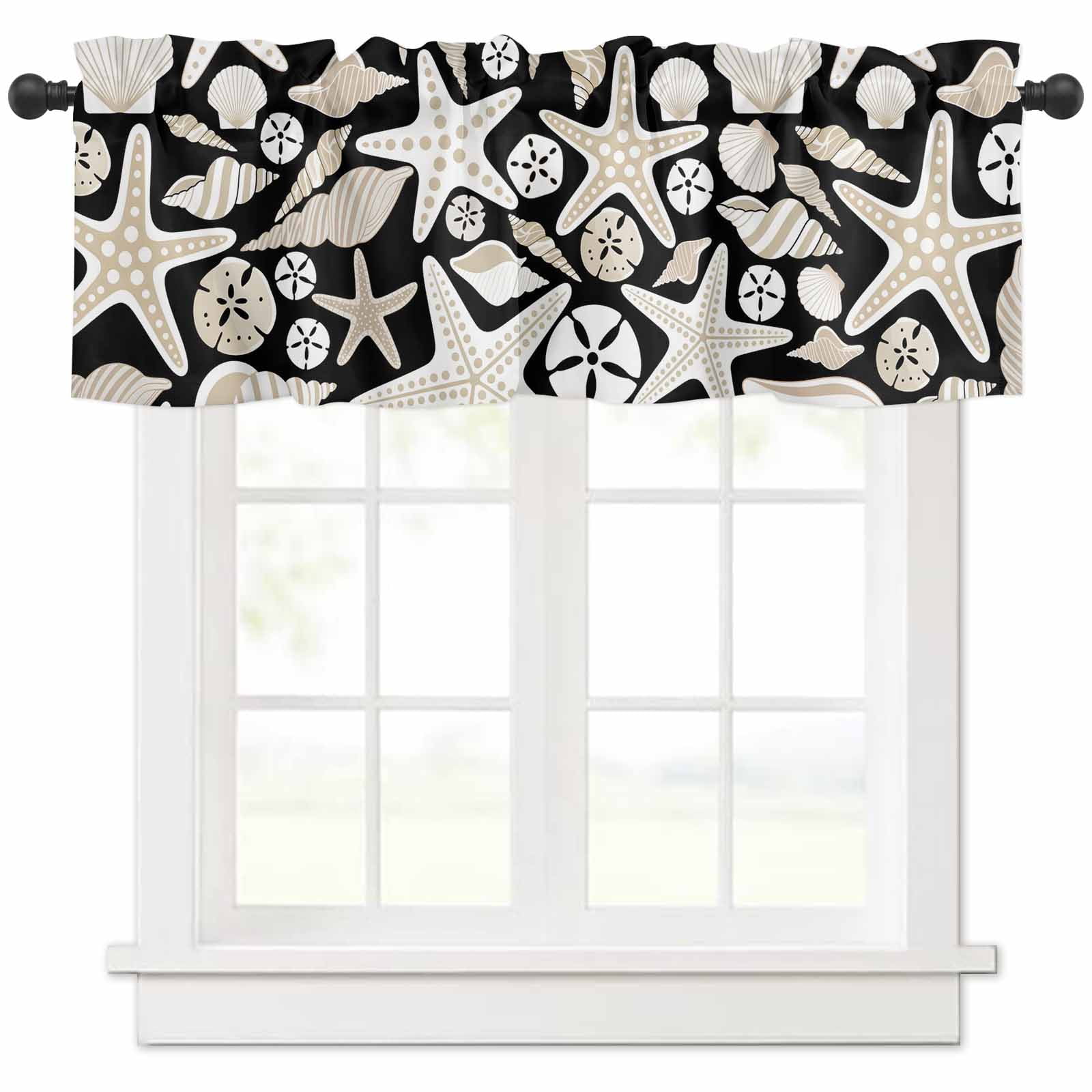 Black Coastal Valances for Windows Farmhouse Kitchen Curtains Valances ...