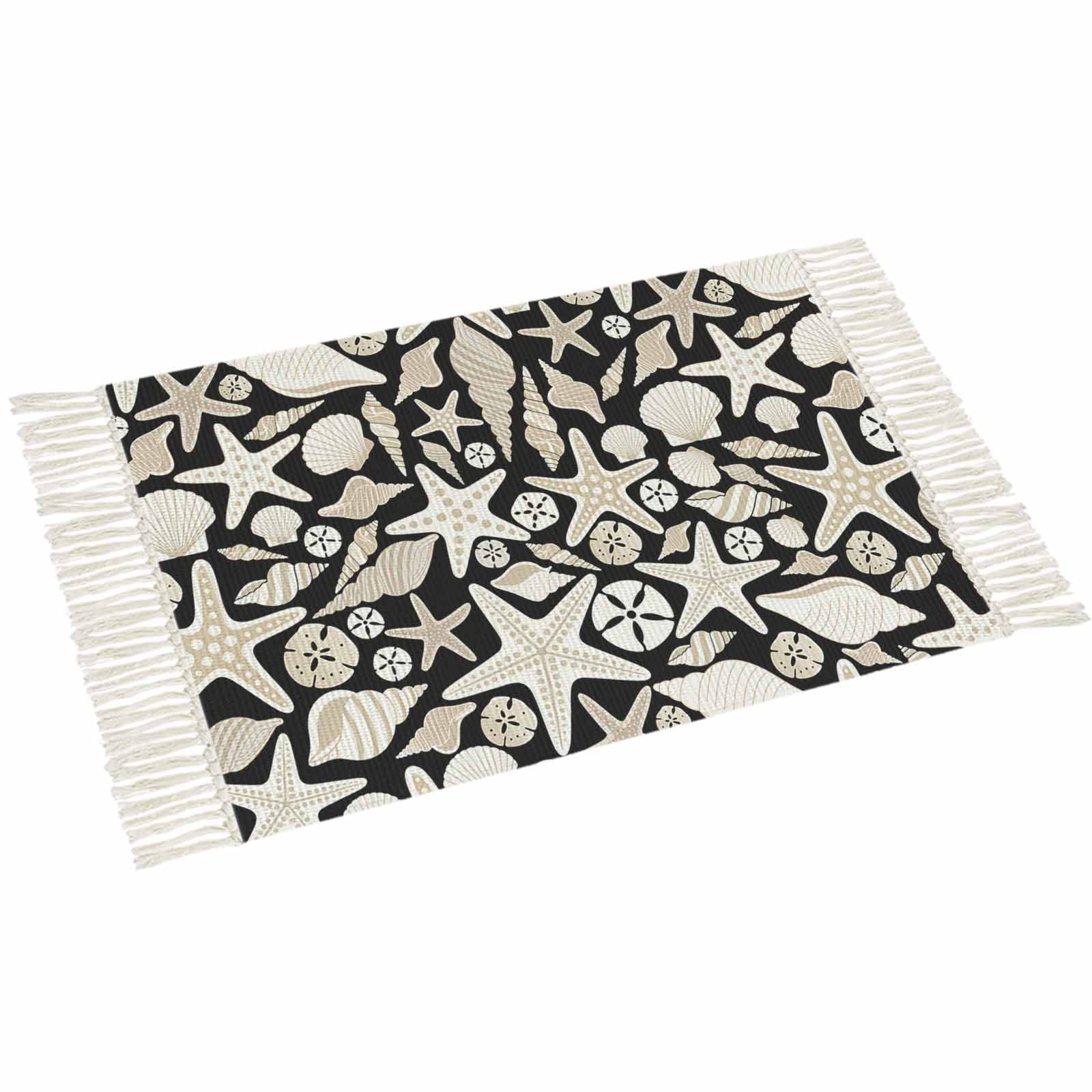 Black Coastal Washable Bath Rug - 2x3 Entry Rug Washable Indoor ...
