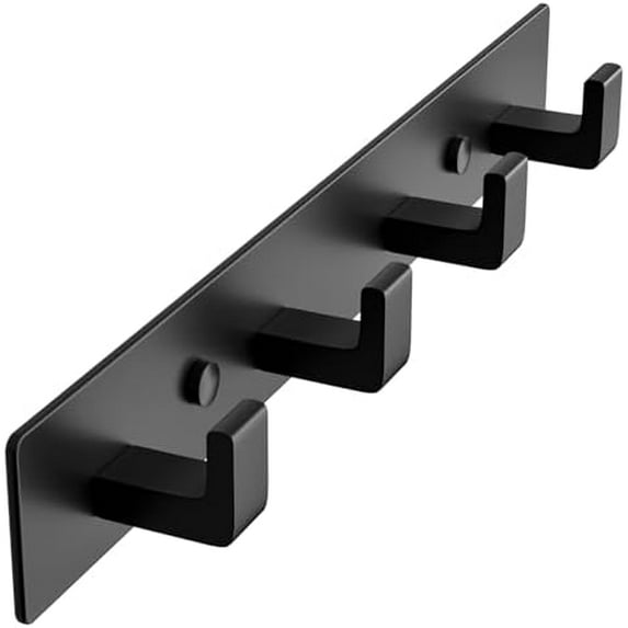 Black Coat Rack Wall Mount - 12.5 inch Modern Metal Hook Rail with 4 ...