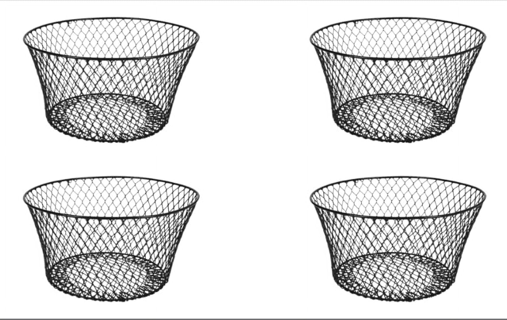 Black Coated Round Wire Basket 4 Pack - Versatile Metal Wire Baskets ...